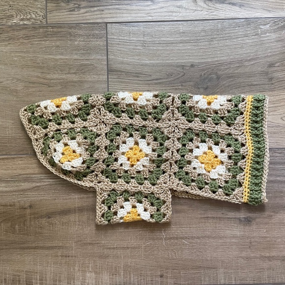 Hand Crafted | Dog | Dog Sweater Large Crochet Knit Handmade Tan Green ...